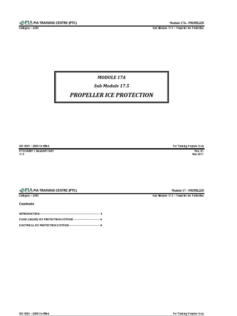 PTC B1.1 Notes - Sub Module 17.5 (Propeller Ice Protection) | PDF | Ice ...