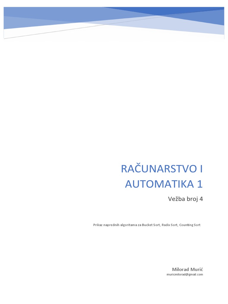 Bucket, Radix, Counting Sort | PDF