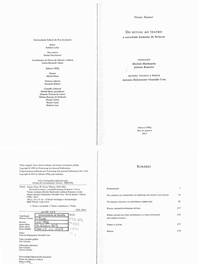 TURNER Do Ritual Ao Teatro, A Seriedade Humana de Brincar | PDF ...