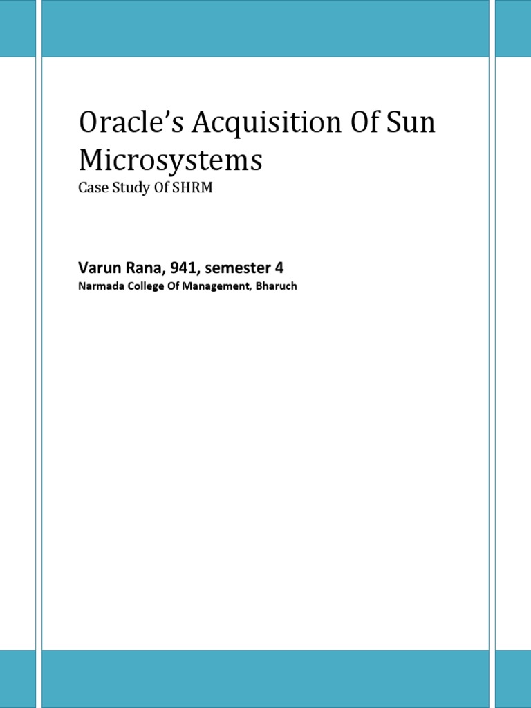Oracle's Acquisition of Sun Microsystems | PDF | Oracle Corporation ...