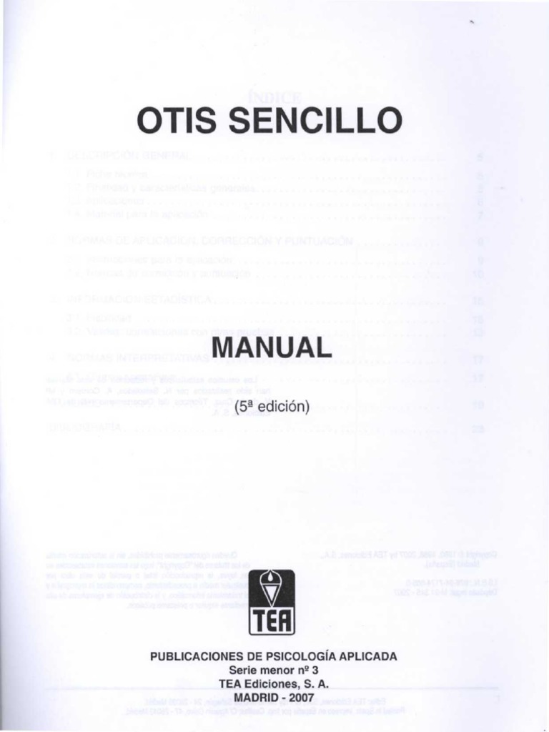 Manual y Cuadernillo Otis-Sencillo | PDF