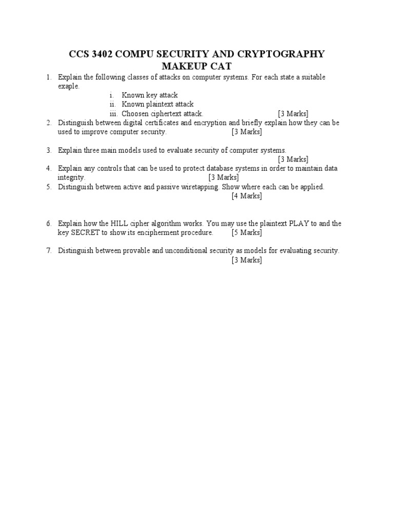 Ccs 3402 Compu Security and Cryptography | PDF