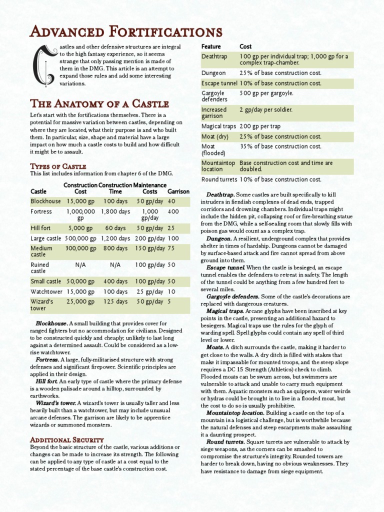 Advanced Fortifications: The Anatomy of A Castle | PDF | Castle ...