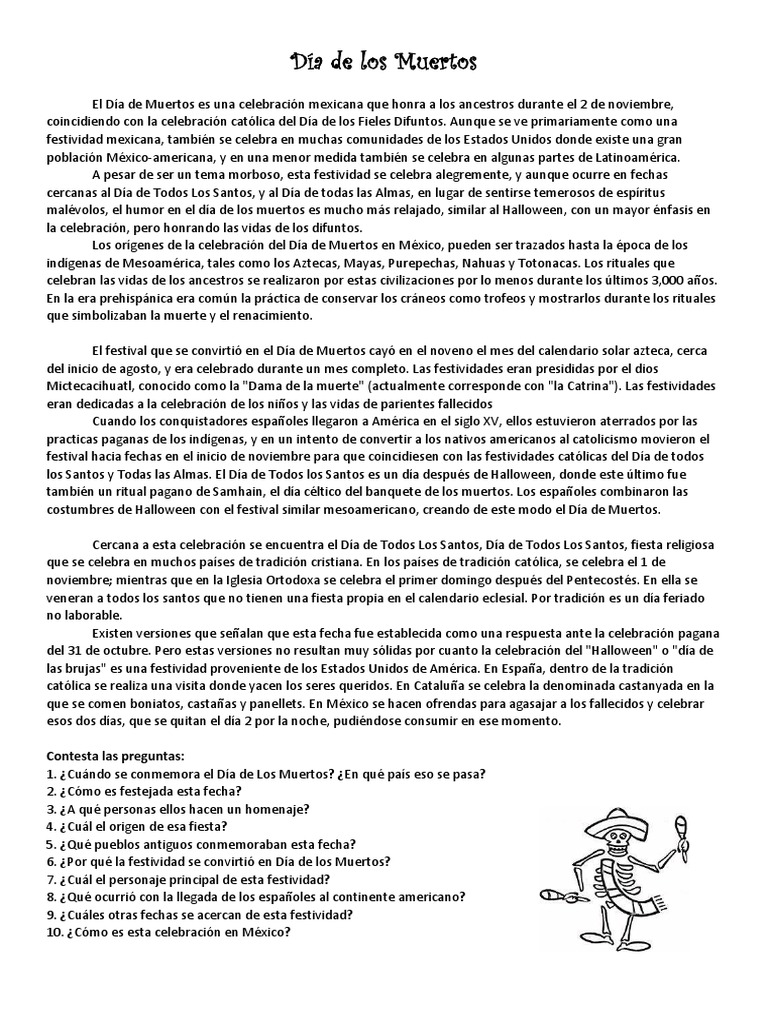 Día De Muertos Texto Pdf Víspera De Todos Los Santos Antropología 8456