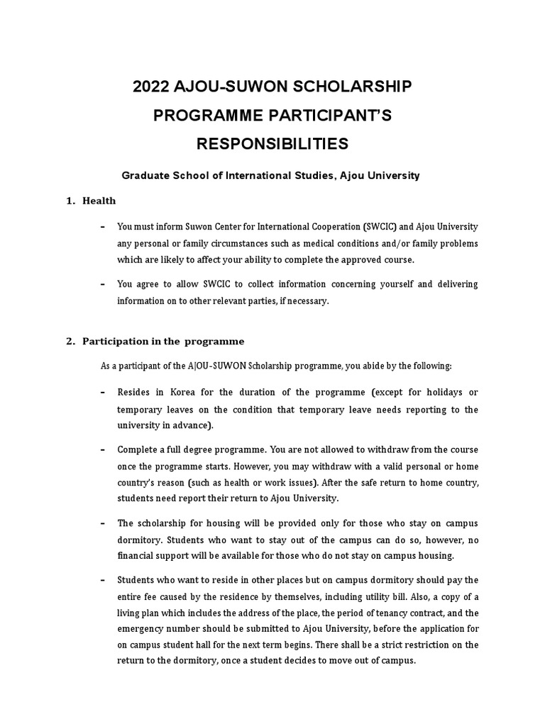 Ajou Gsis Ajou Suwon Scholarship Programme Participants ...