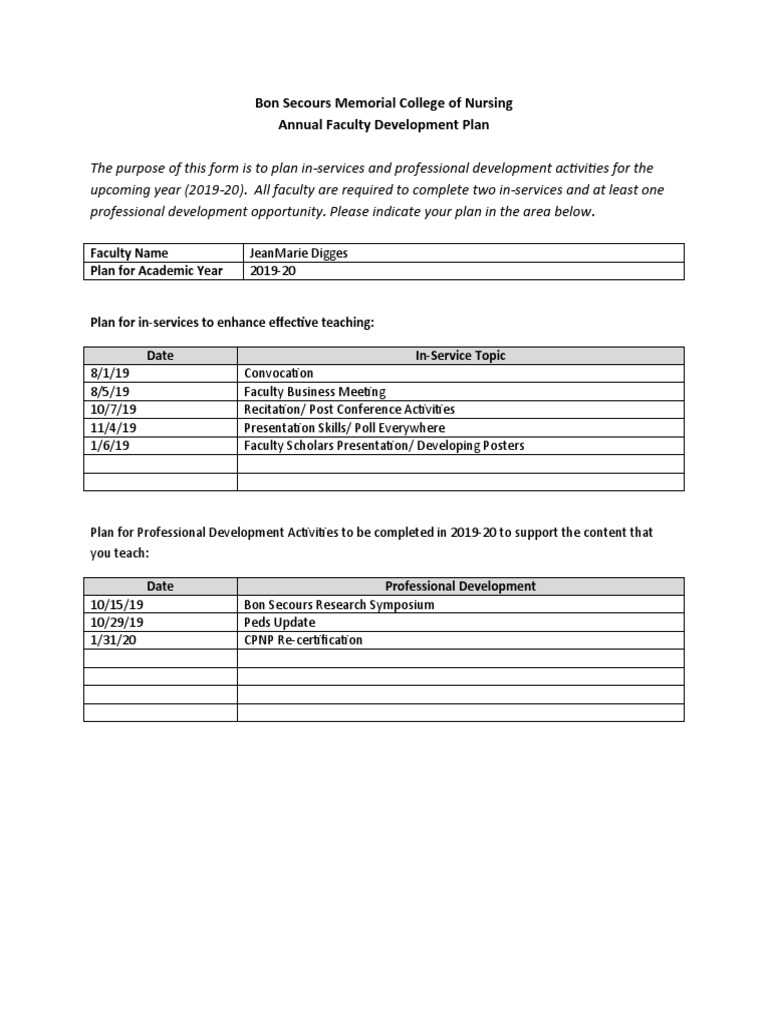 Individual Professional Development Plan Template 2019-20 2 | PDF