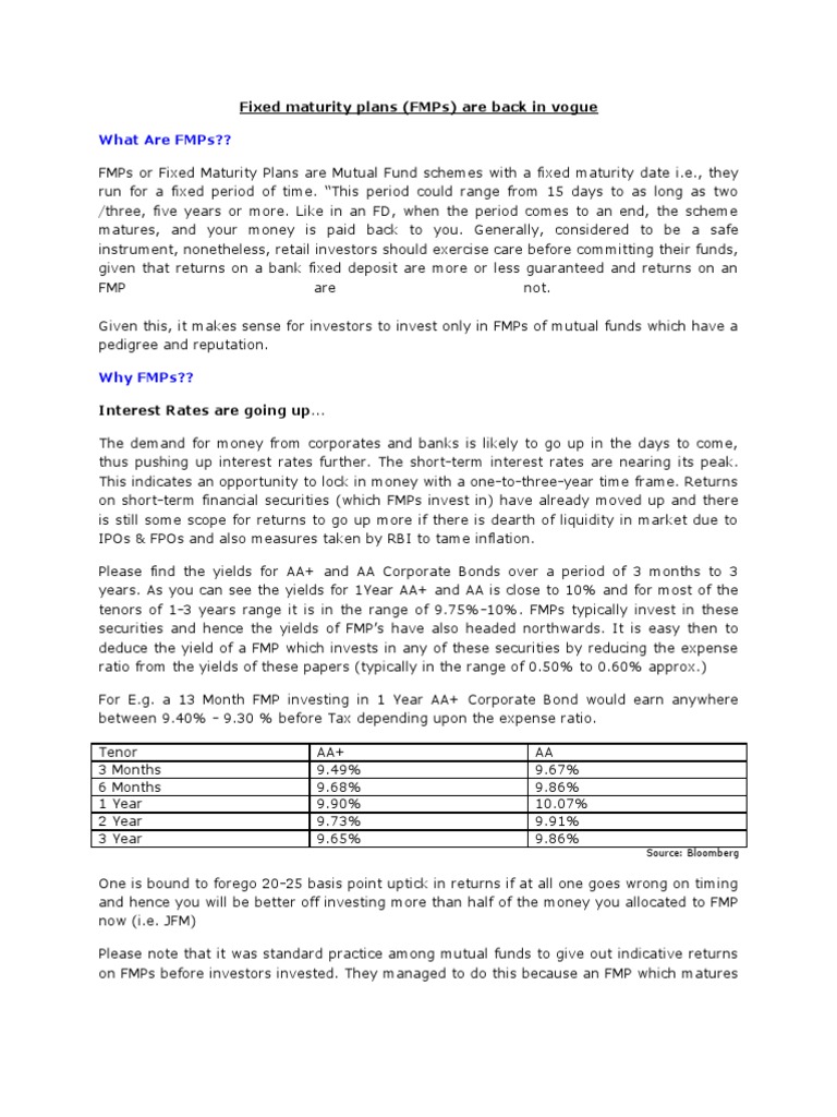 What Are FMPS??: Fixed Maturity Plans (FMPS) Are Back in Vogue ...