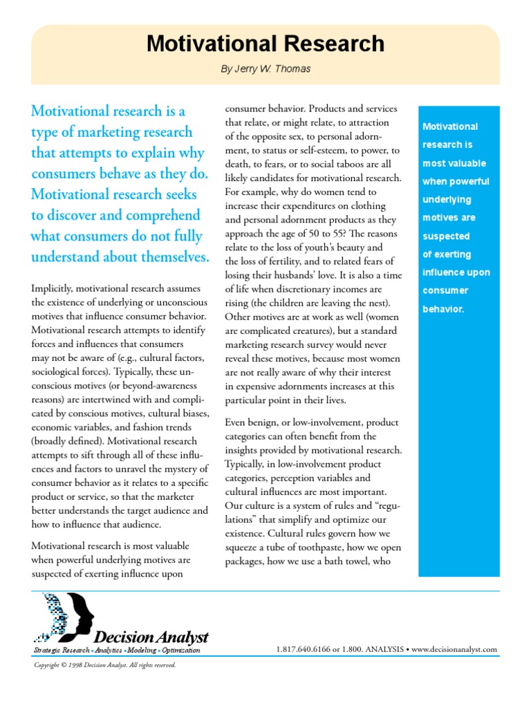 Motivational Research | PDF | Focus Group | Motivation