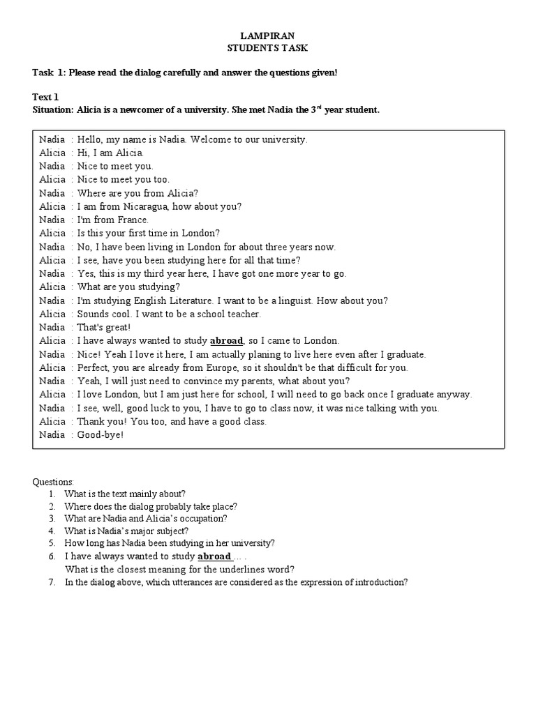 A New Student's Introduction to University Life [DOCUMENT]: LAMPIRAN ...