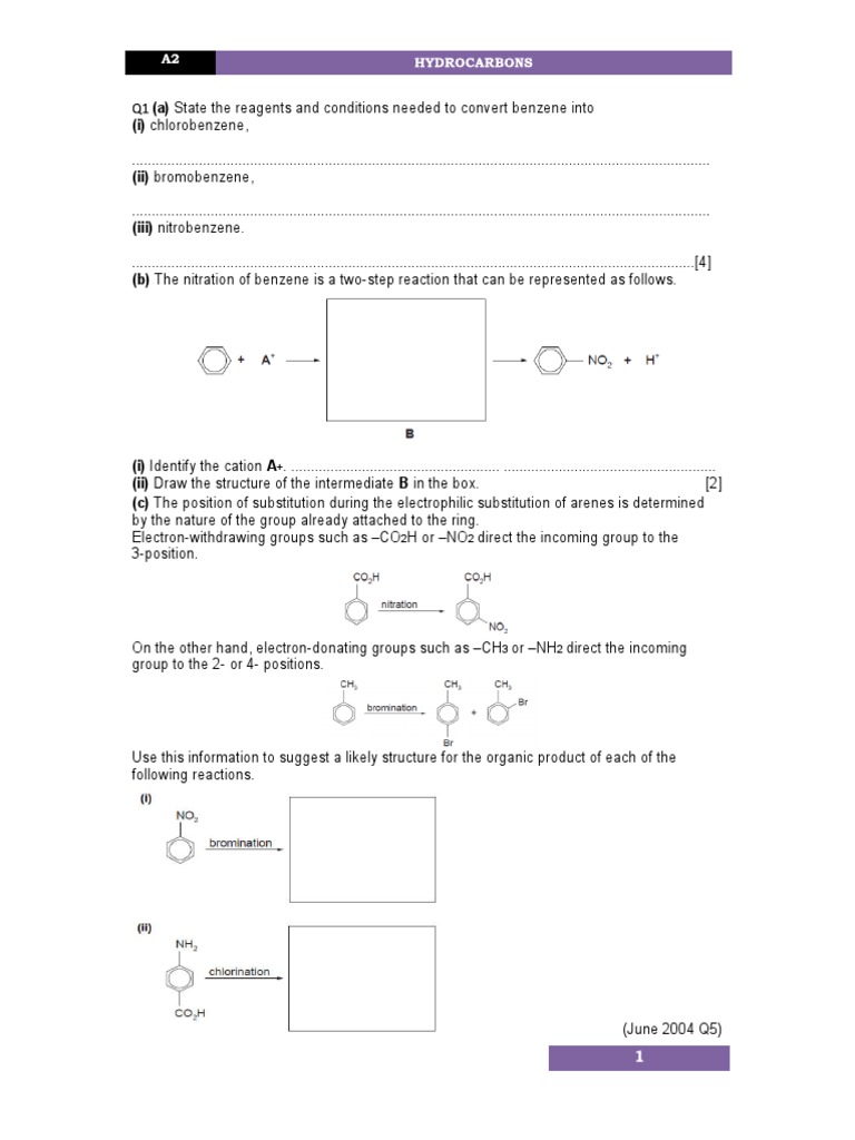 Benzene Worksheet | PDF | Chemical Reactions | Benzene