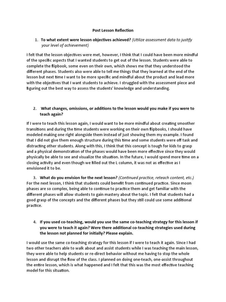 Moon Phases Reflection | PDF | Understanding | Cognitive Science