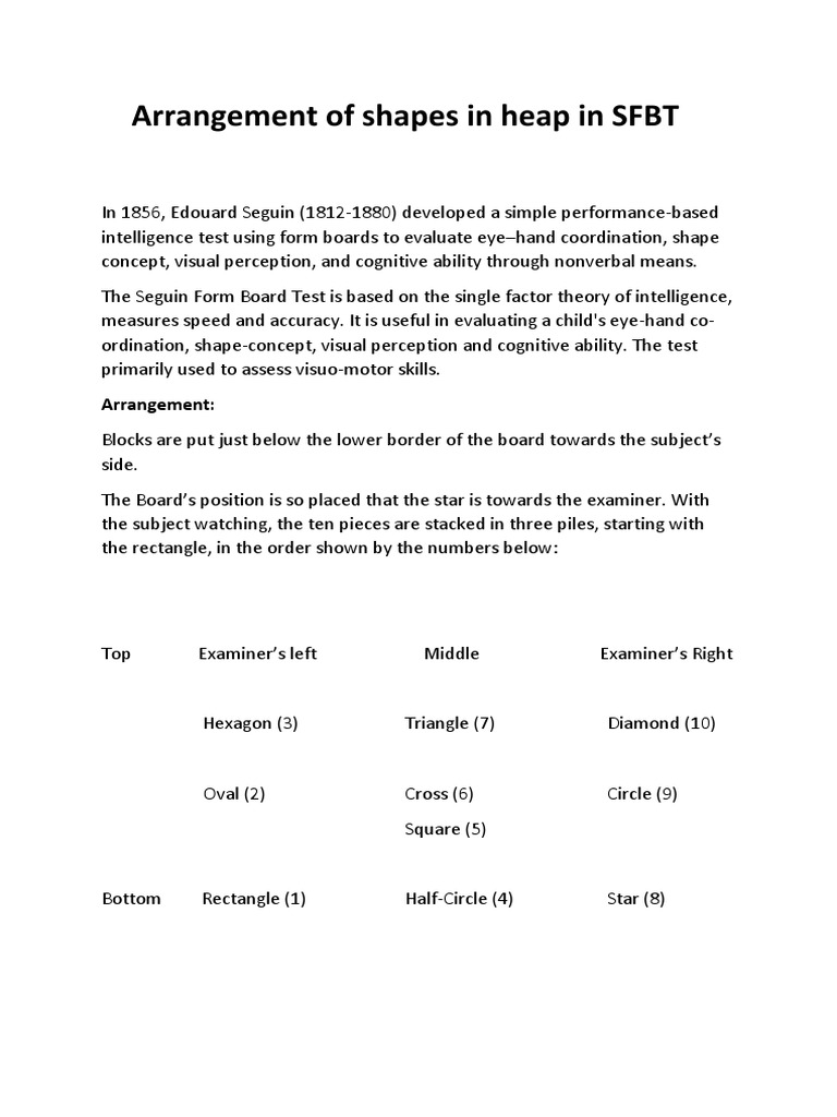 Arrangement of Shapes in Heap in SFBT | PDF