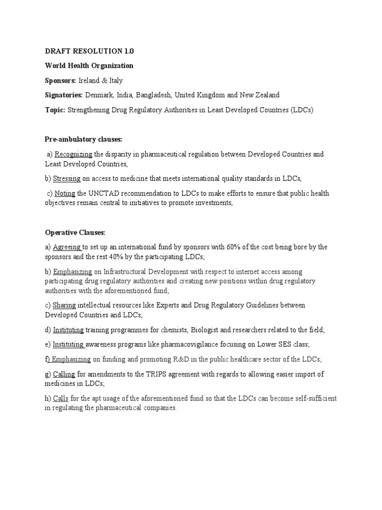 Draft Resolution 1 | PDF