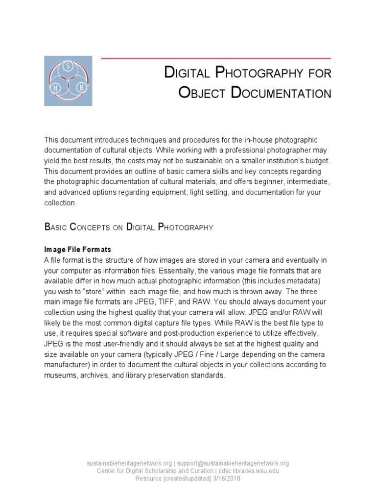 D P O D: Igital Hotography FOR Bject Ocumentation | PDF | Raw Image ...