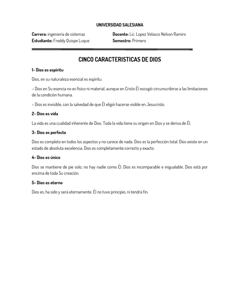 Caracteristicas de Dios | PDF