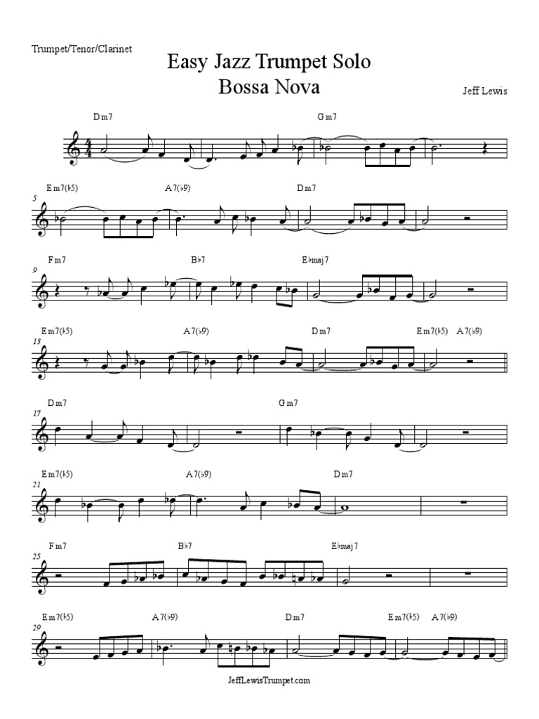 Easy Jazz Trumpet Solo Blue Bossa | PDF