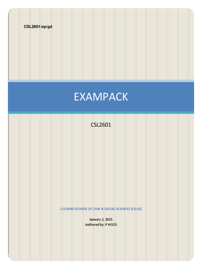 CSL2601 Exampack 2015 Edition 1 1 | PDF | Separation Of Powers ...