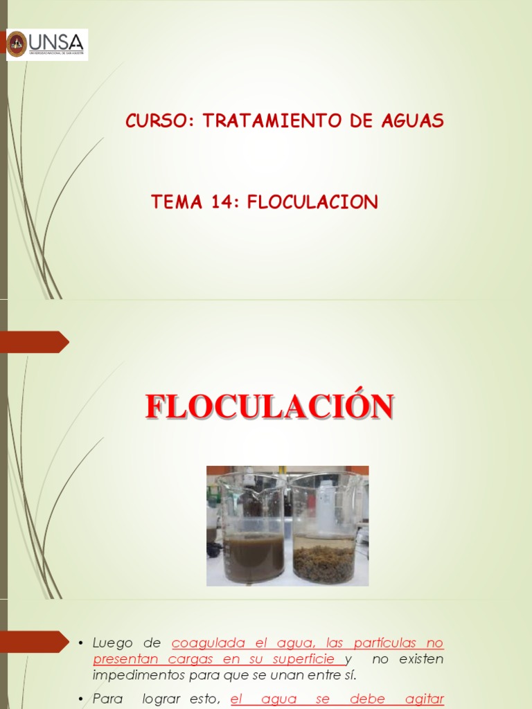 Tema 14 Floculacion | PDF | Adsorción | Agua