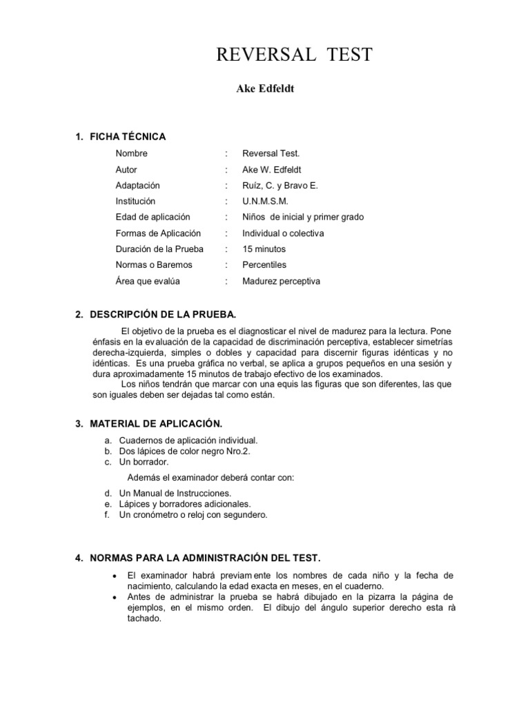 Reversal Test Manual | PDF