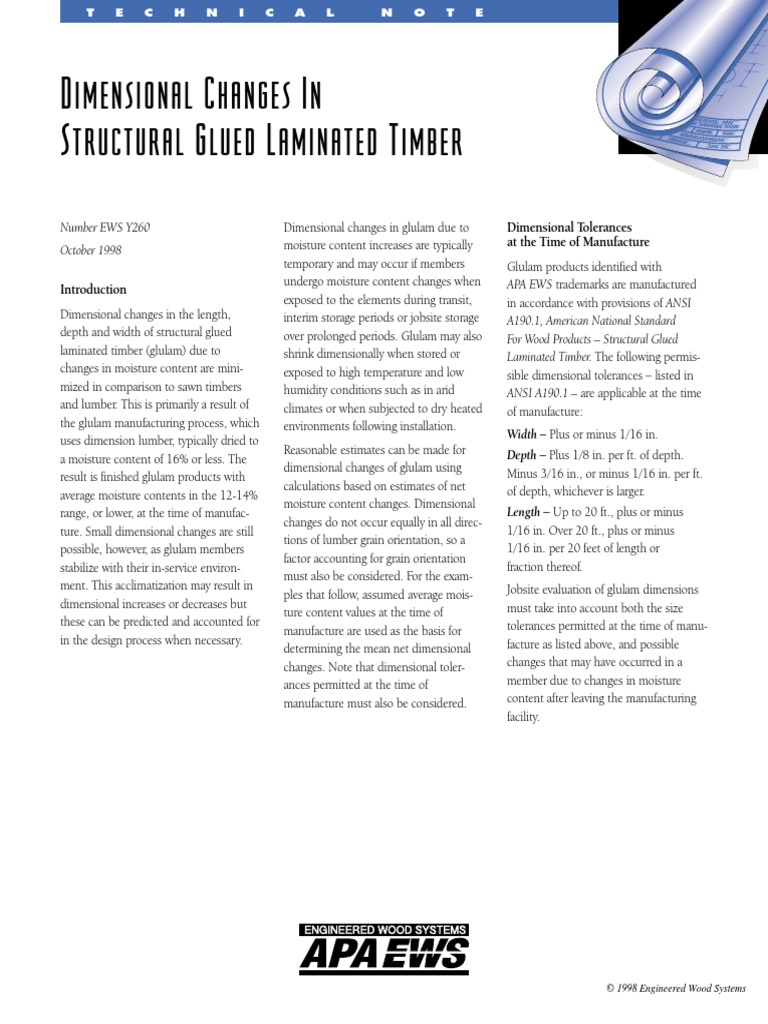 APA Technical Note - Dimensional Changes in Structural Glued Laminated ...