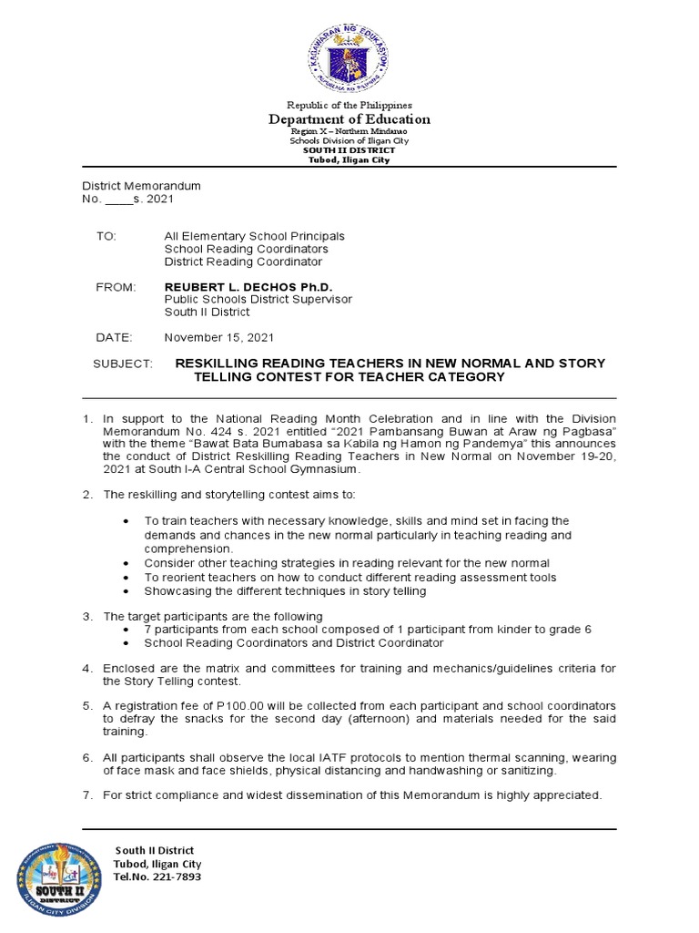 Department of Education: Reskilling Reading Teachers in New Normal and ...