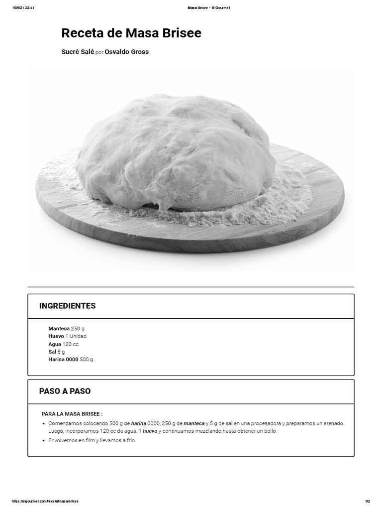 Receta de Masa Brisee por Osvaldo Gross | PDF