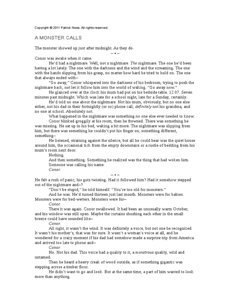 A Monster Calls by Patrick Ness, Chapter 1 | PDF | Nature