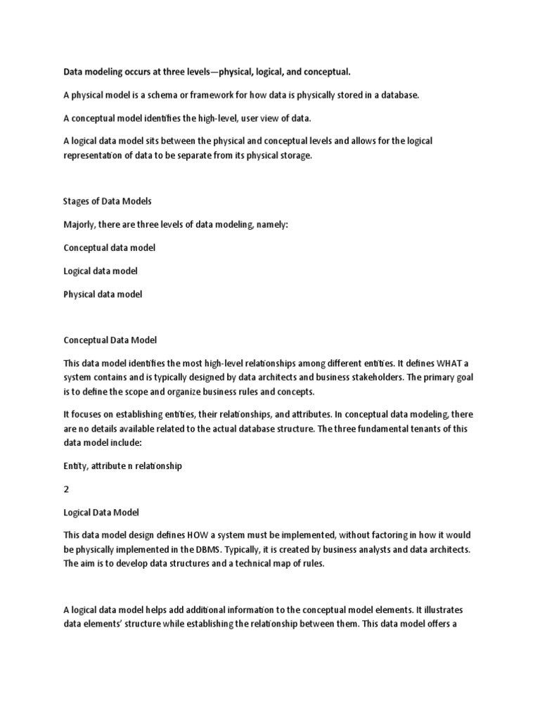 Data Modeling Framework Overview | PDF | Data Model | Conceptual Model