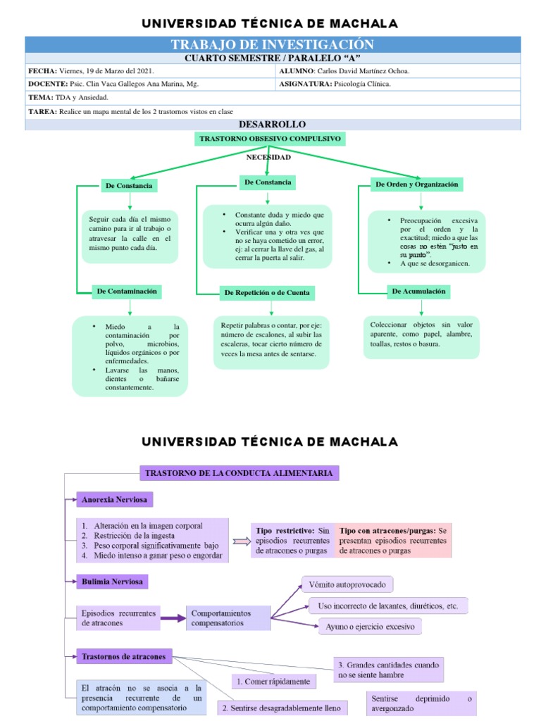 Mapa Mental TOC y TCA | PDF | Desorden obsesivo compulsivo | La naturaleza humana