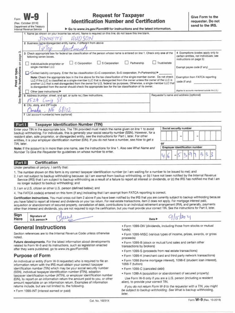 W9 Form | PDF