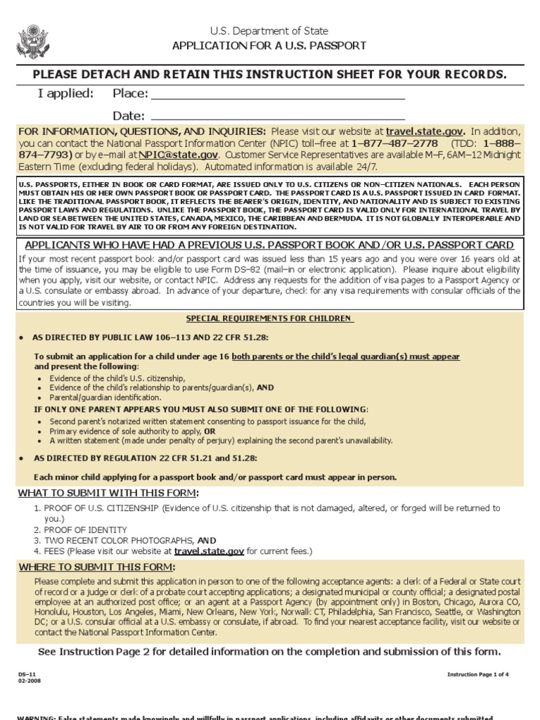 U.S. Passport Application Guide | PDF | United States Nationality Law ...