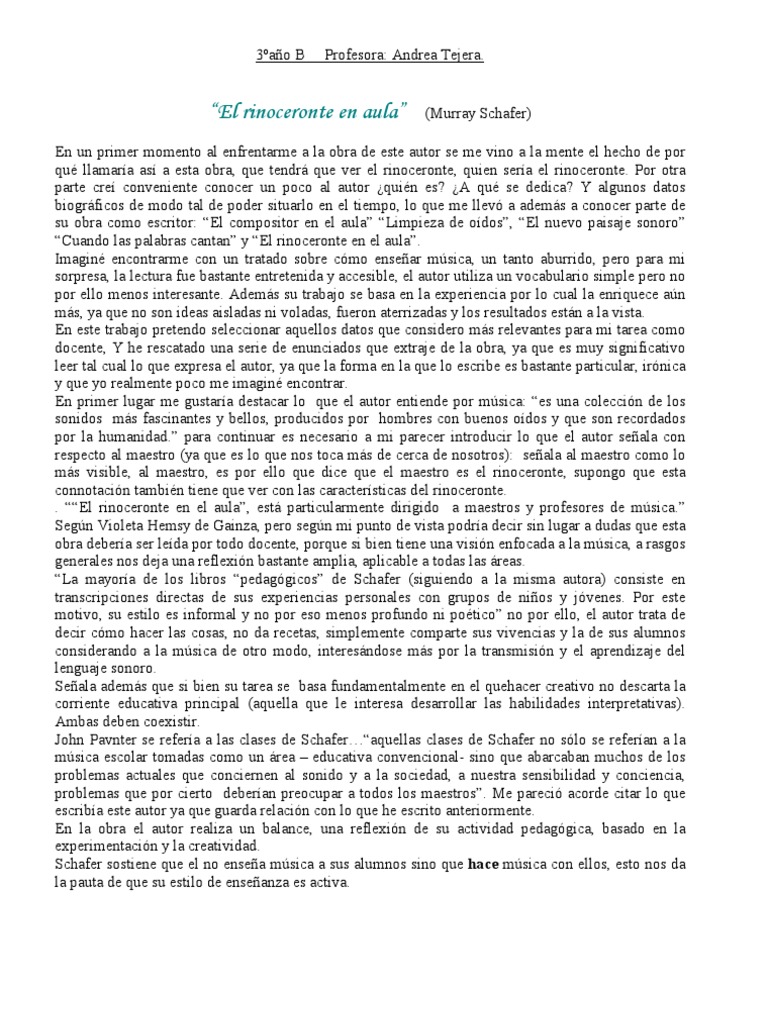 El Rinoceronte en Aula | PDF | Notación musical | Autor