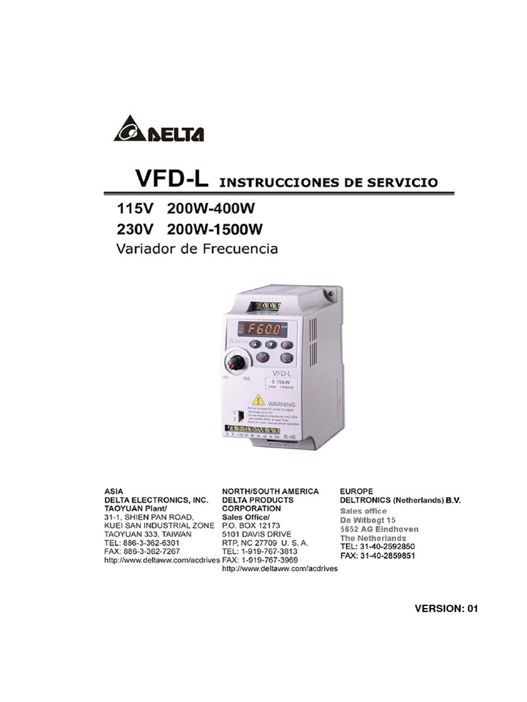 Manual VFD-L Delta en Español | PDF | Decimal | Humedad