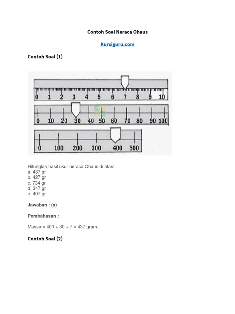 Contoh Soal Neraca Ohaus PDF | PDF