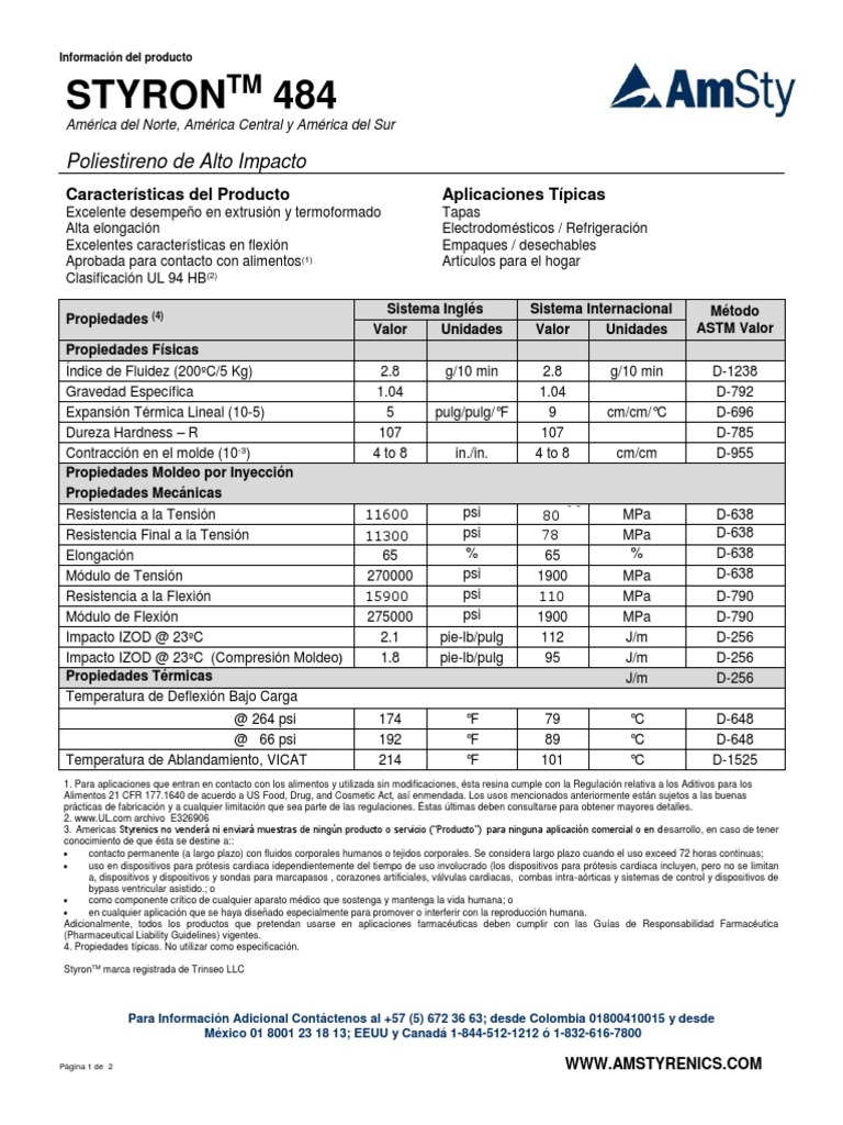Styron 484 - Ficha Tecnica - AmSty | PDF