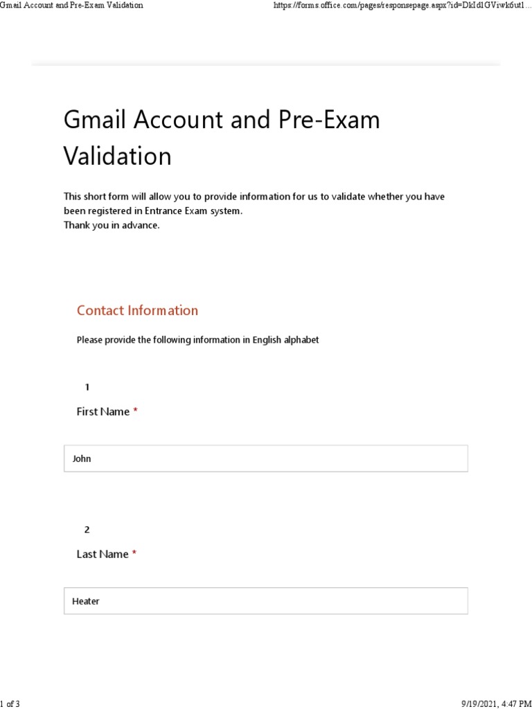 Gmail Account and Pre-Exam Validation | PDF | Gmail | World Wide Web