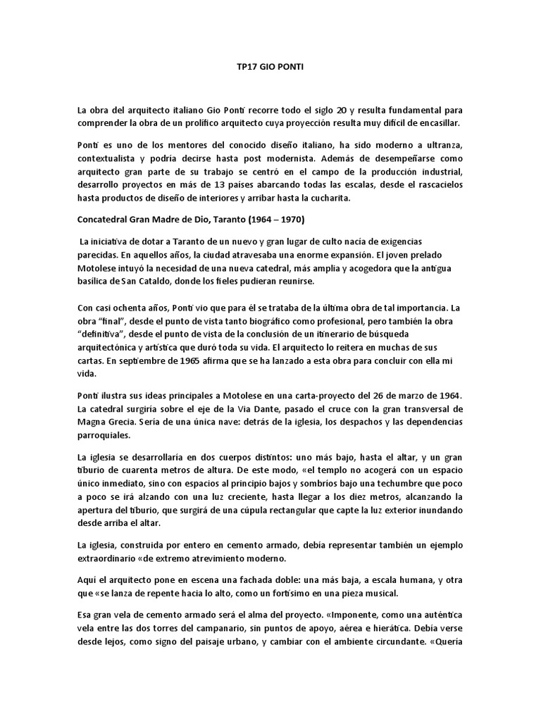 Tp17 Gio Ponti | PDF | Diseño arquitectonico | Arquitectura