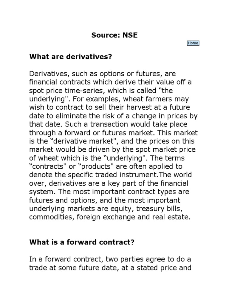 Derivative Trading | Download Free PDF | Futures Contract | Option ...