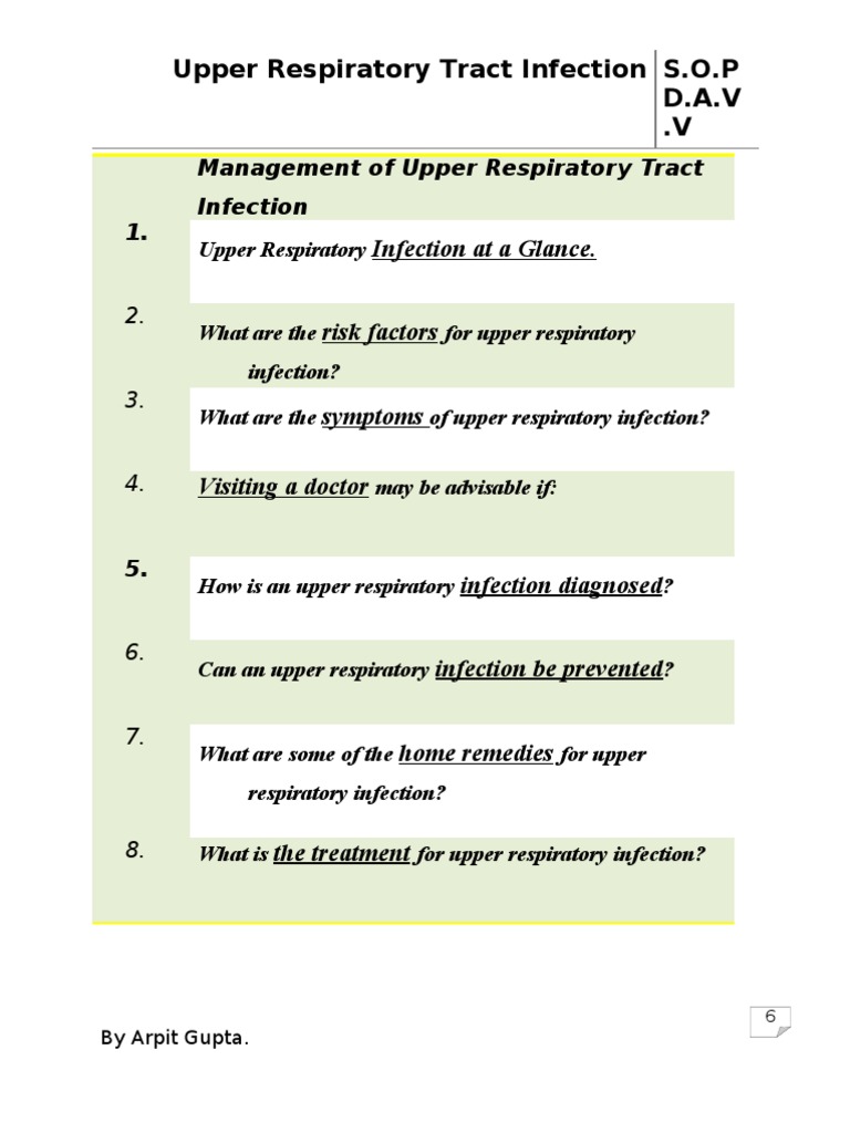 URTI | PDF | Common Cold | Infection