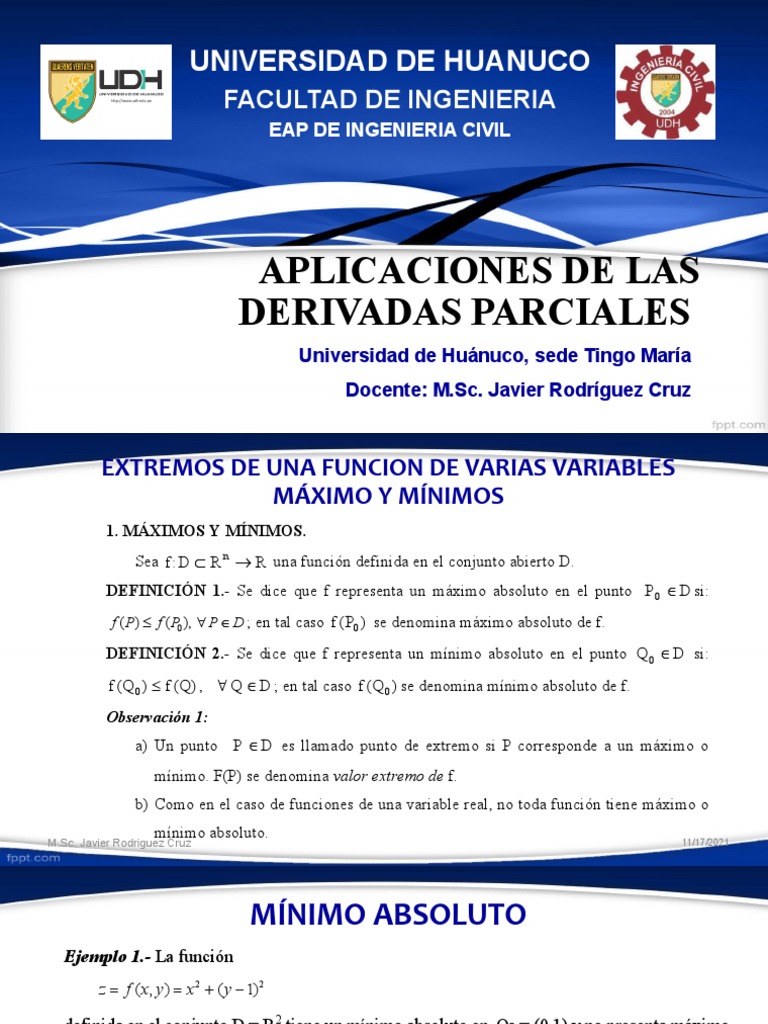 Aplicaciones de las derivadas parciales: Máximos, mínimos y puntos críticos de funciones de ...
