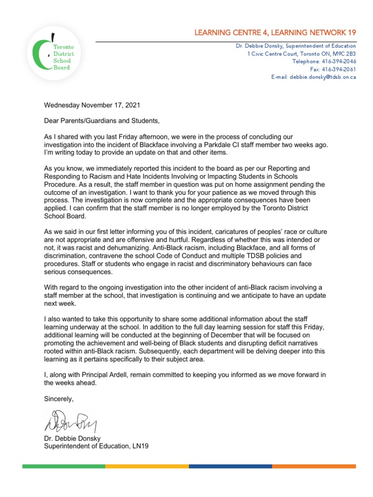 PCI Letter To Community - November 17 2021 | PDF | Discrimination ...