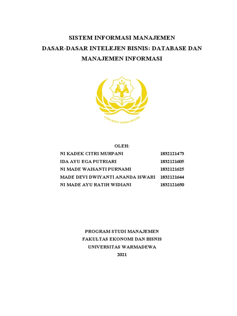 Dasar-Dasar Intelejen Bisnis Database Dan Manajemen Informasi | PDF