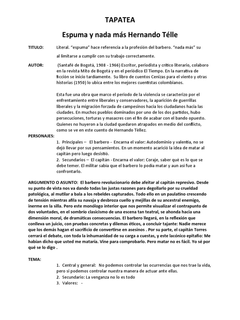 Tapatea. Espuma y Nada Mas | PDF | Cuentos