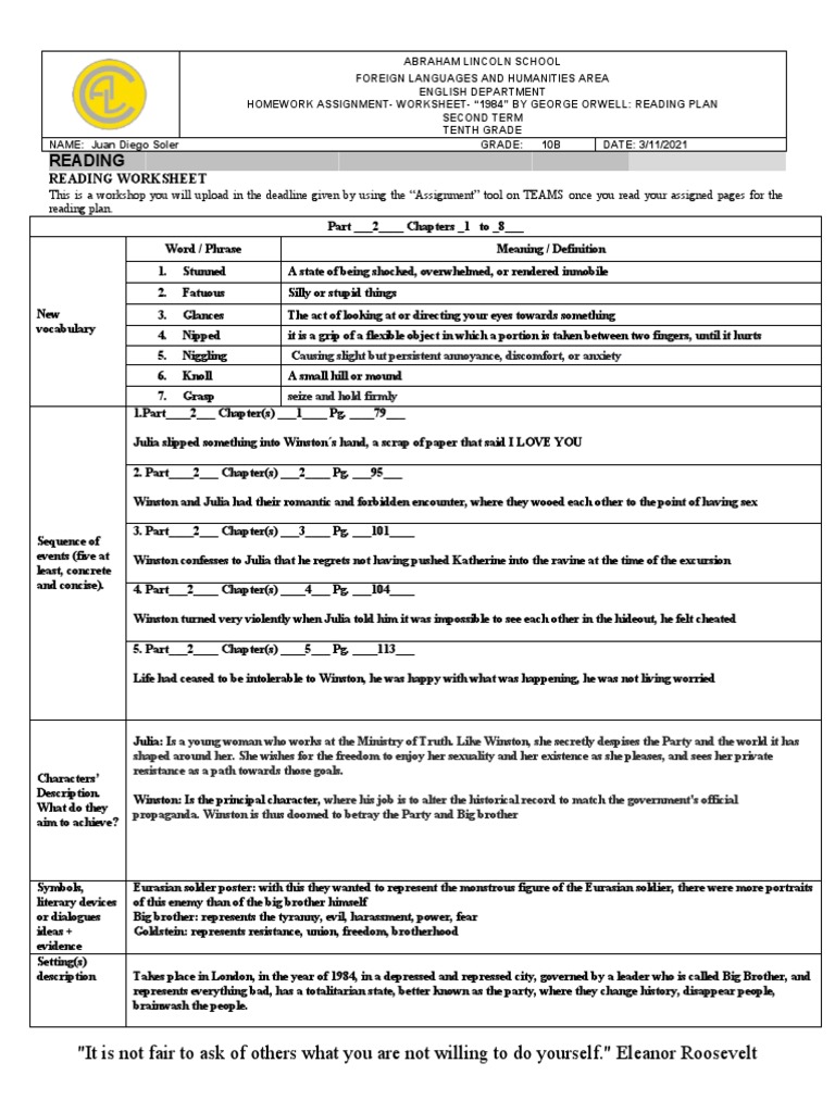 1984 Homework JD Soler 10B | PDF