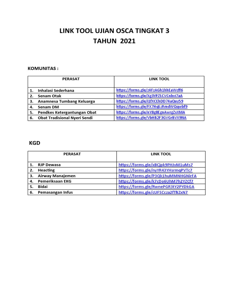 Link Tool Ujian Osca Tingkat 3 | PDF | Science & Mathematics