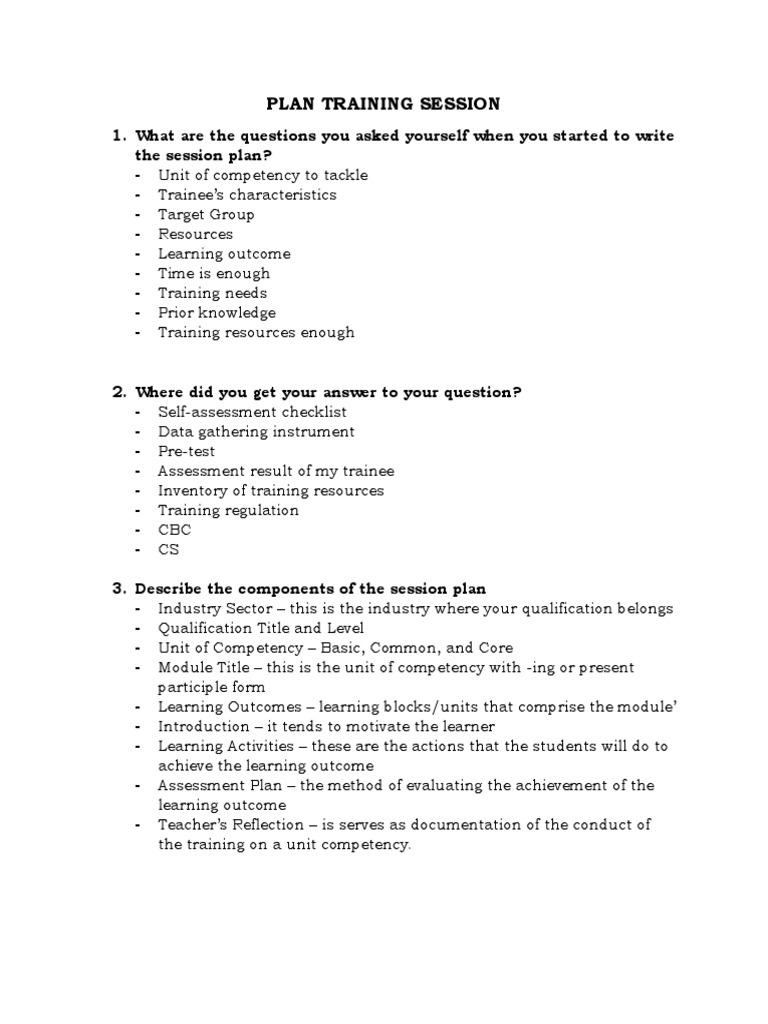 Developing an Effective Training Session Plan: Key Considerations and ...