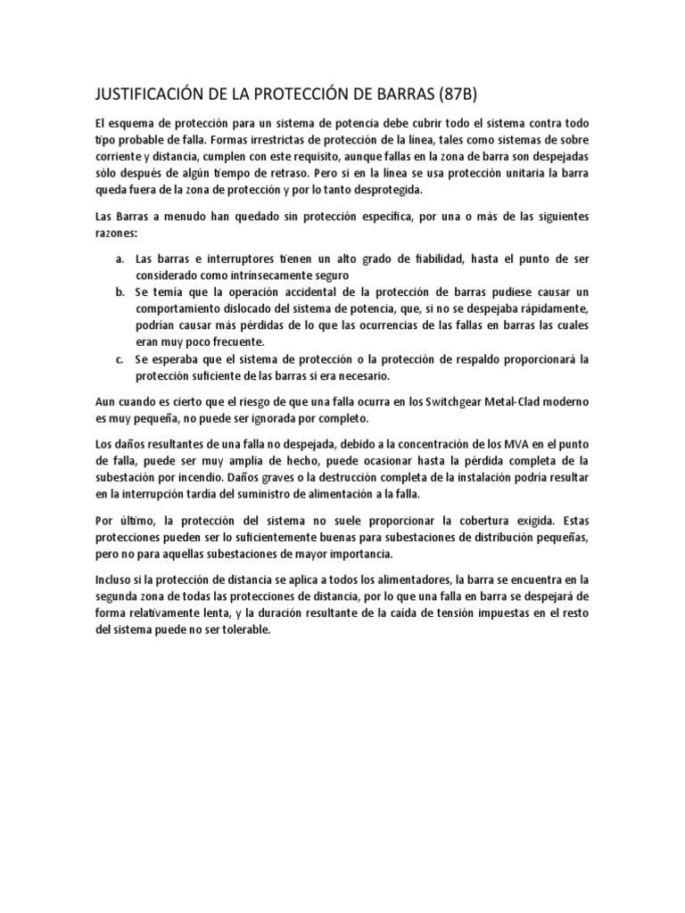 Justificación de La Protección 87B | PDF | Relé | Corriente eléctrica