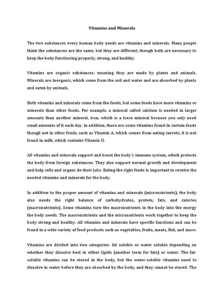 Reading Comprehension | PDF | Nutrients | Foods