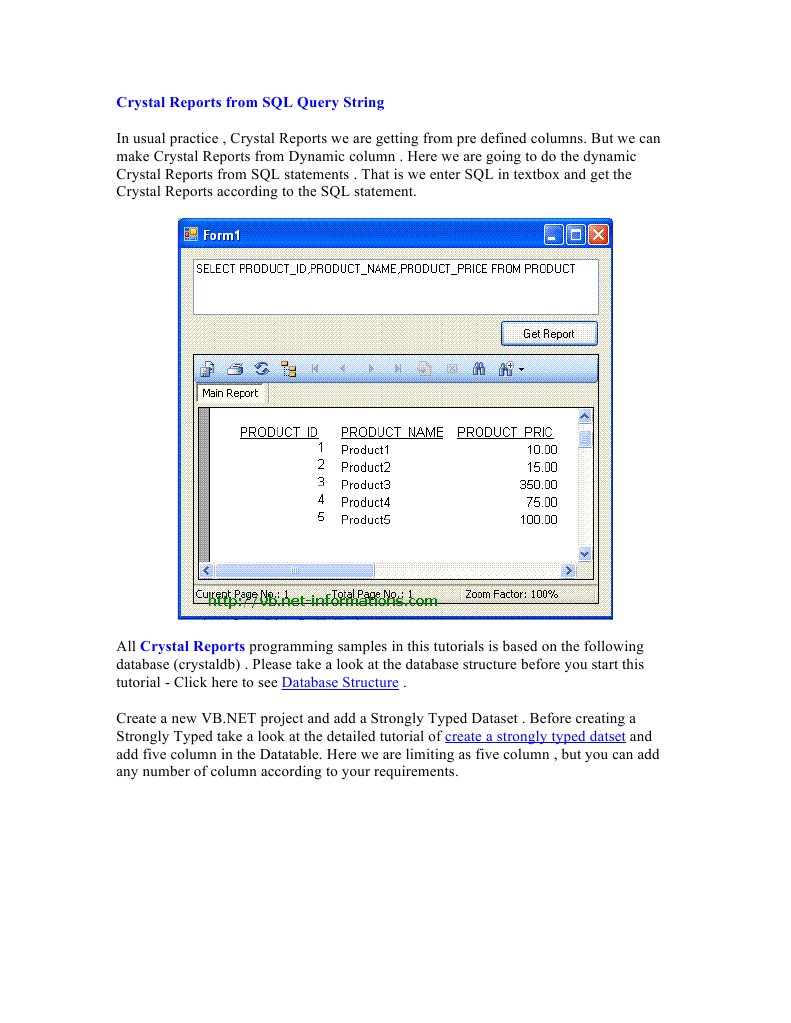 Crystal Reports From SQL Query String | Download Free PDF | Microsoft ...
