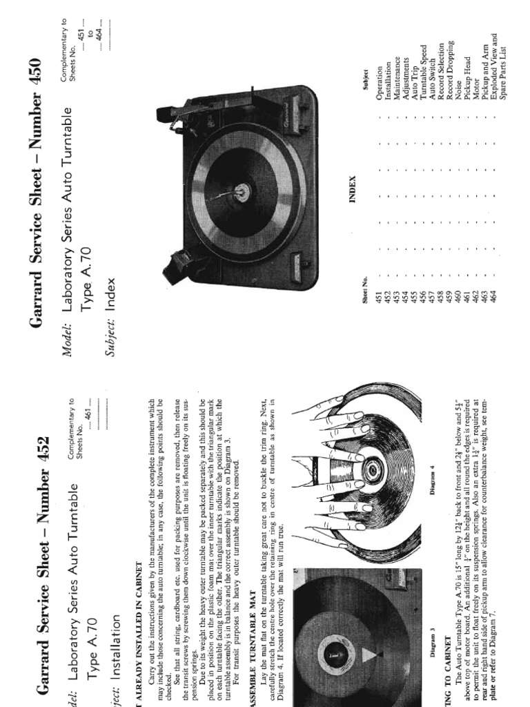 Garrard A70 Service Manual | PDF